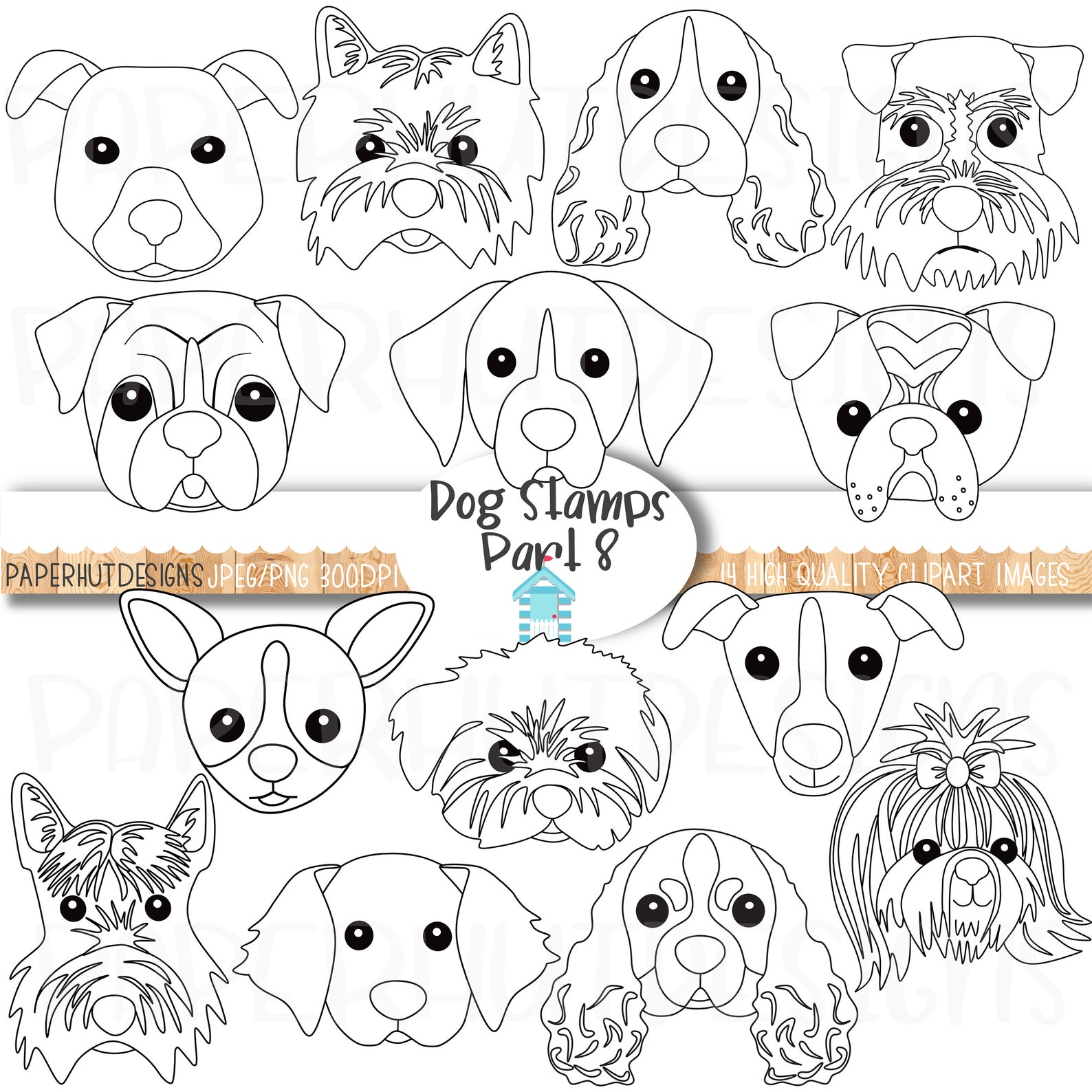 Dog Faces Digital Stampsdog Faces Clipartdog - Etsy