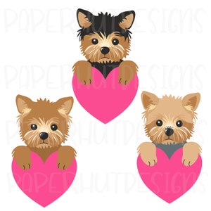 Valentine Yorkie Dogs Clipart-yorkshire Terrier Valentine Clip Art-cute ...