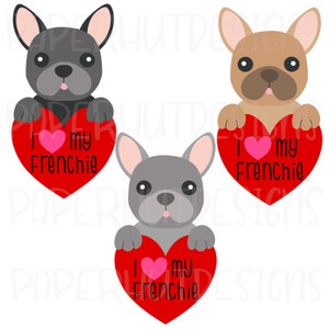 Valentine French Bulldogs Clipart|frenchie Valentine Clip Art|cute ...
