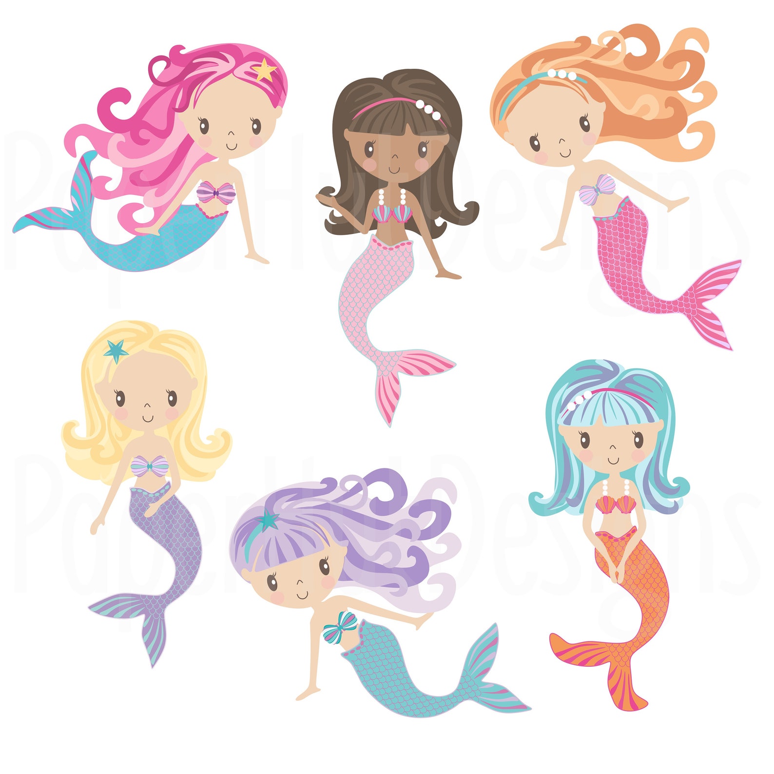 Mermaids 2 Clipart-mermaids Clip Art Mermaid Digital Papers and Clipart ...