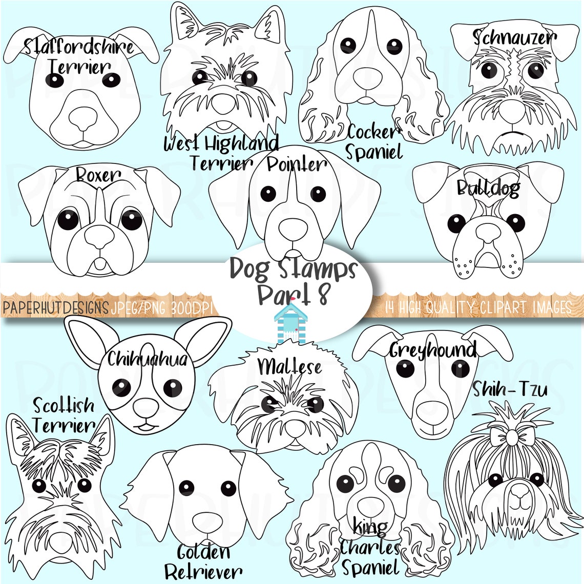 Dog Faces Digital Stampsdog Faces Clipartdog - Etsy