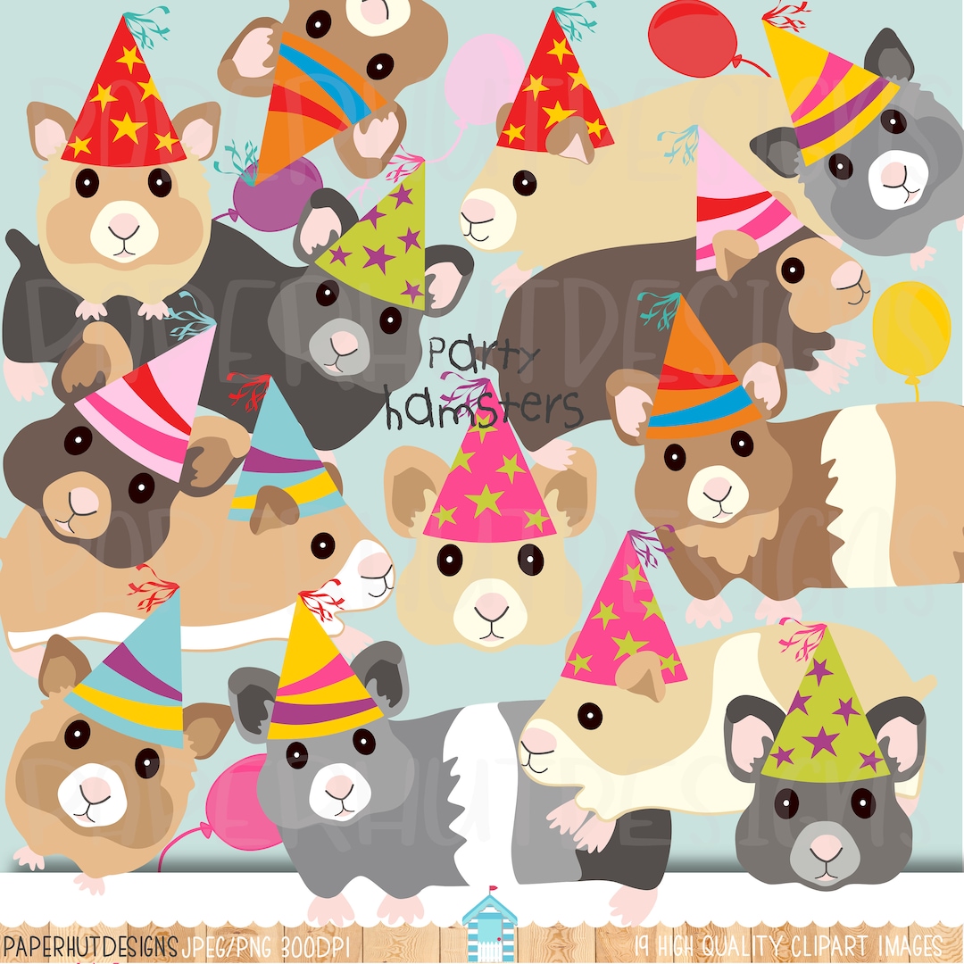 Hamsters Party Clipart|hamster Clipart|cute Hamsters Party Clip Art|hamster Faces|hamsters ...