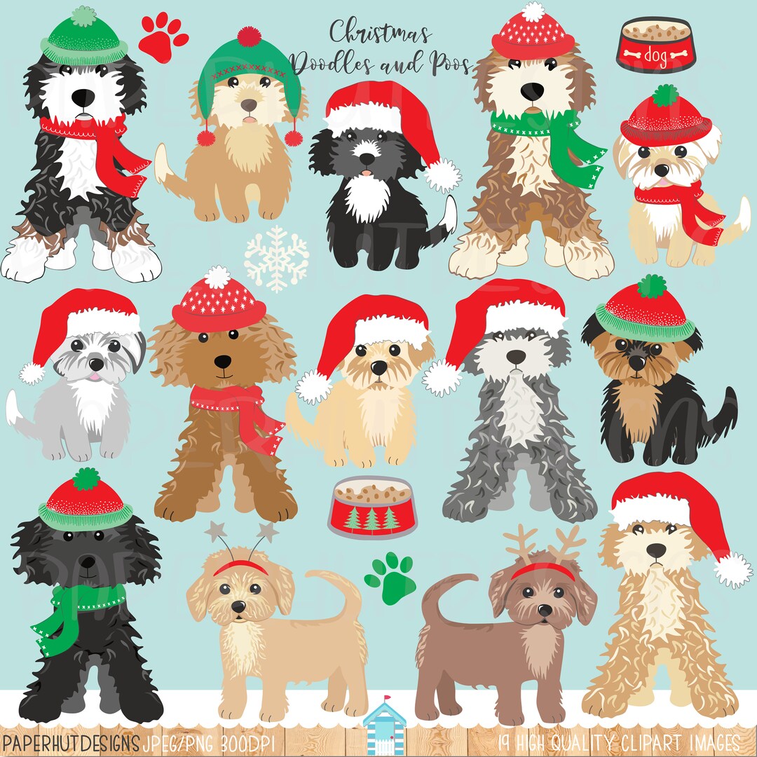 Christmas Dog Clipartdog Clip Artsdog Illustrationssanta Puppy ...