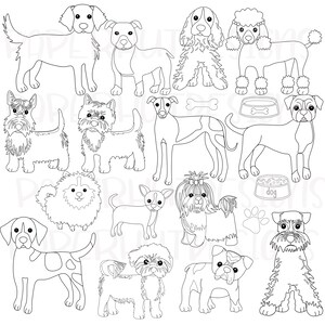 Dogs Digital Stamps|dogs Black and White Stamps|dog Clipart|dog Clip ...