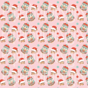 Christmas Owl Digital Papers-christmas Clipart-holiday Papers and Clip ...