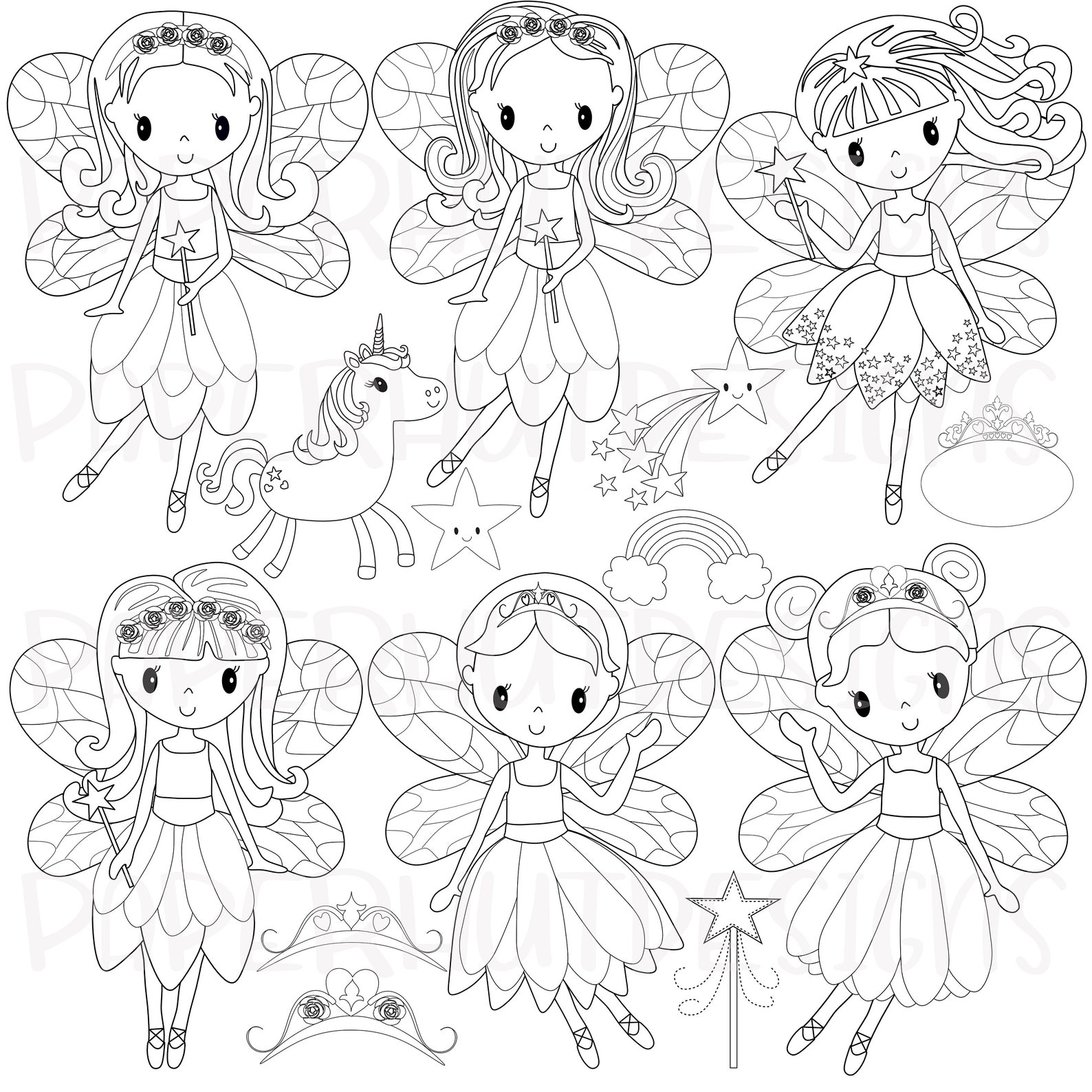 Fairy Digital Stampsfairy Clipartfairy Stampsfairy Clip | Etsy