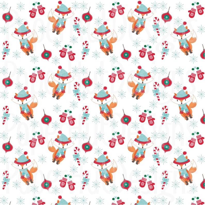 Christmas Digital Papers-christmas Clipart-woodland Animals - Etsy