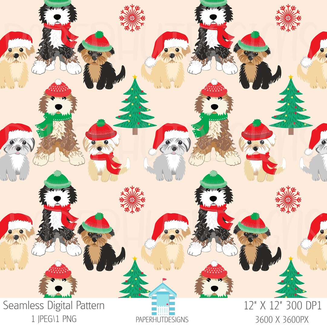 Christmas Dogs Seamless Pattern Digital Instant Download|seamless ...