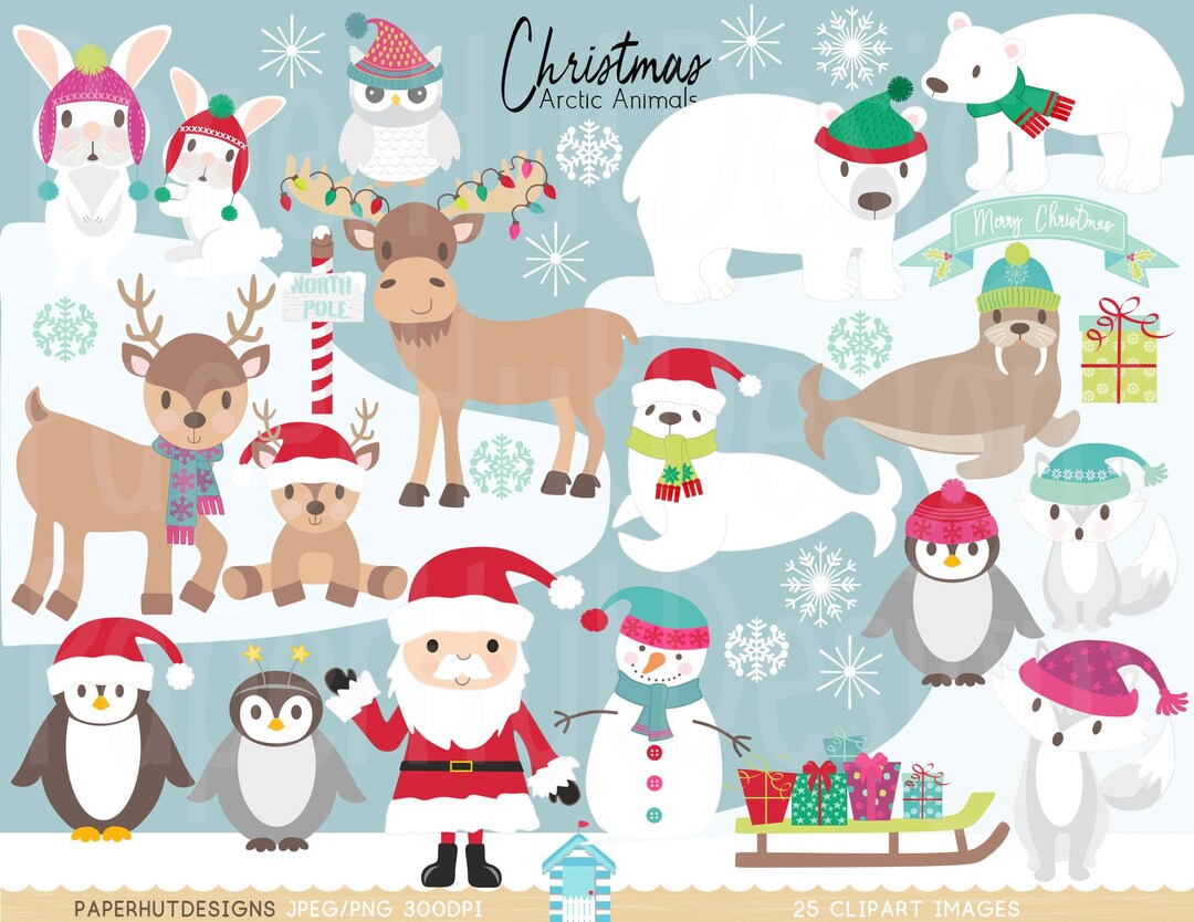 Christmas Arctic Animals Clipart-polar Animals-arctic Animals Clip Art ...