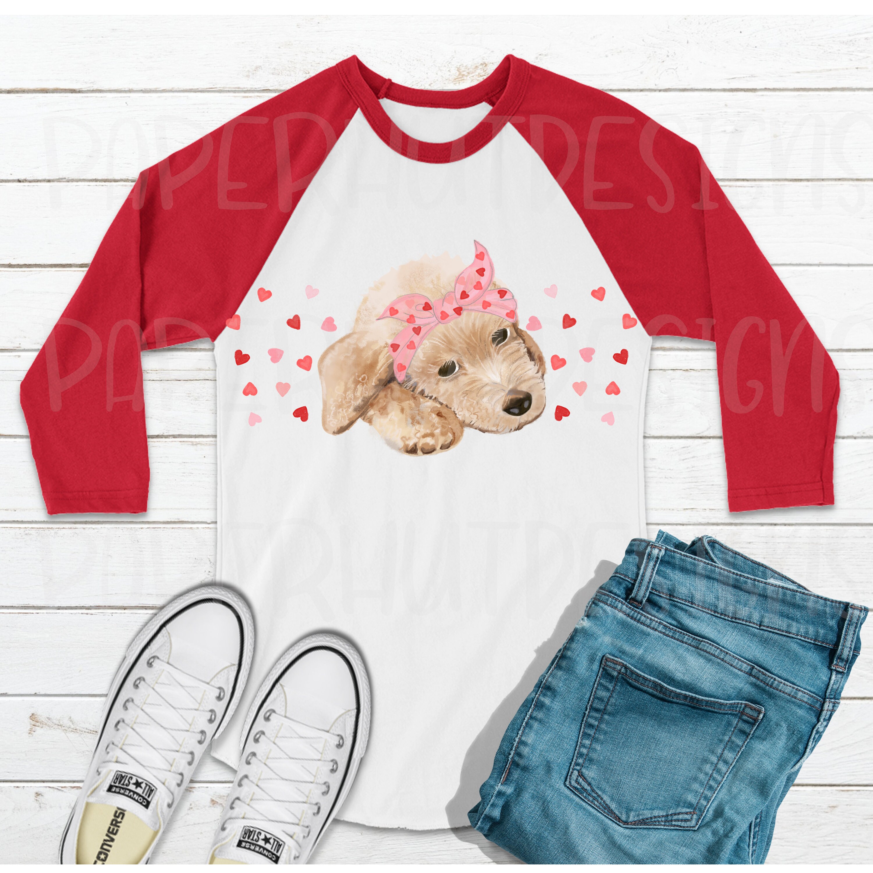 Valentine Watercolor Labradoodle Digital Clipart - Etsy