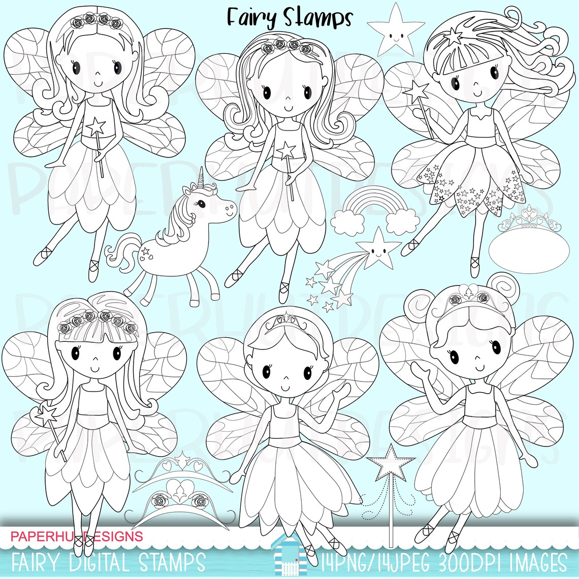 Fairy Digital Stampsfairy Clipartfairy Stampsfairy Clip - Etsy