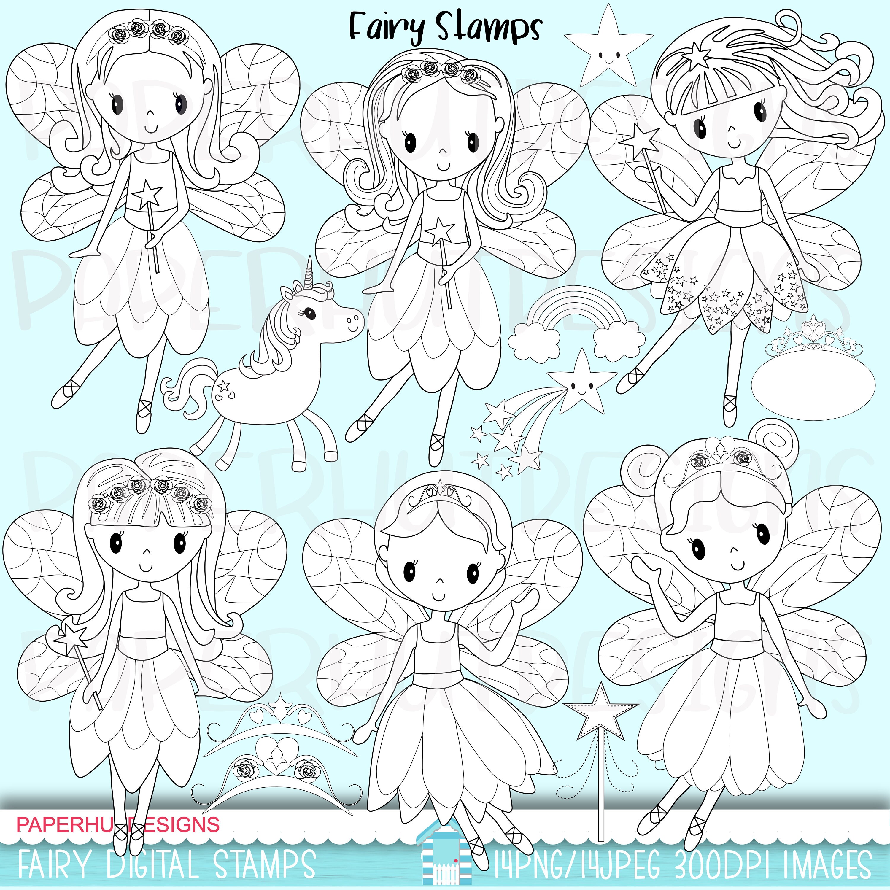 Fairy Digital Stampsfairy Clipartfairy Stampsfairy Clip | Etsy