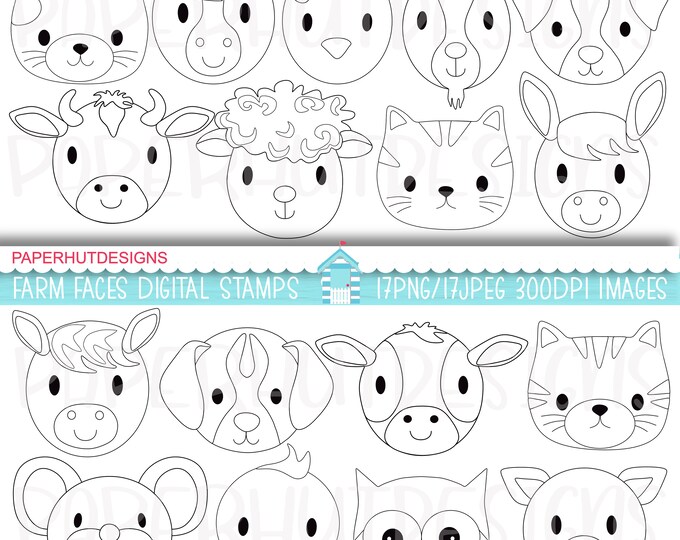Farm Animals- Digital Stamps - Etsy Canada