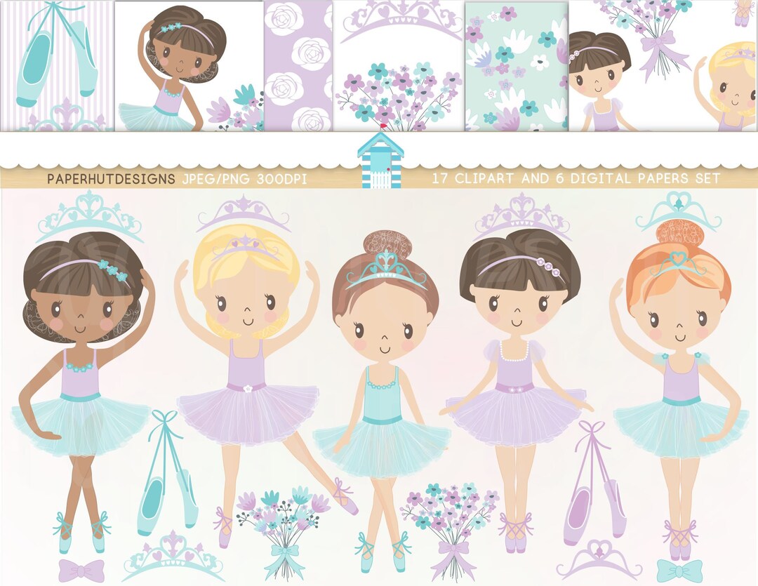 Ballerina Clipart-ballet Clipart-ballerina Clip Art & Digital Paper Set ...