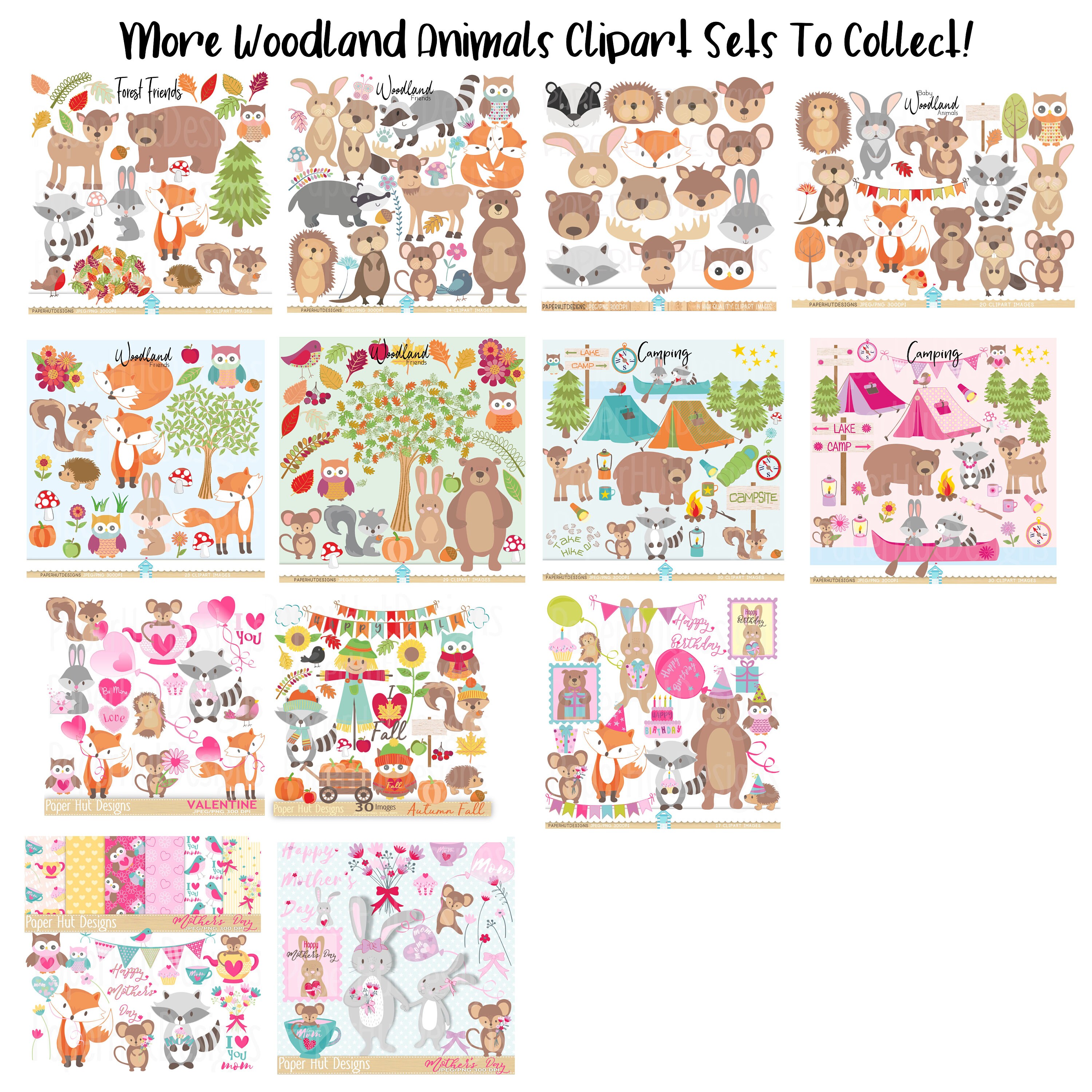 Baby Woodland Animals Clipart-baby Forest Animals Clip - Etsy
