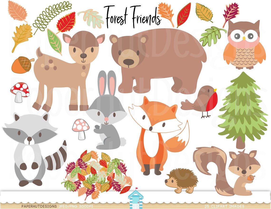 Forest Animals Clipart- Woodland Animals Clip Art-woodland Clipart-deer ...