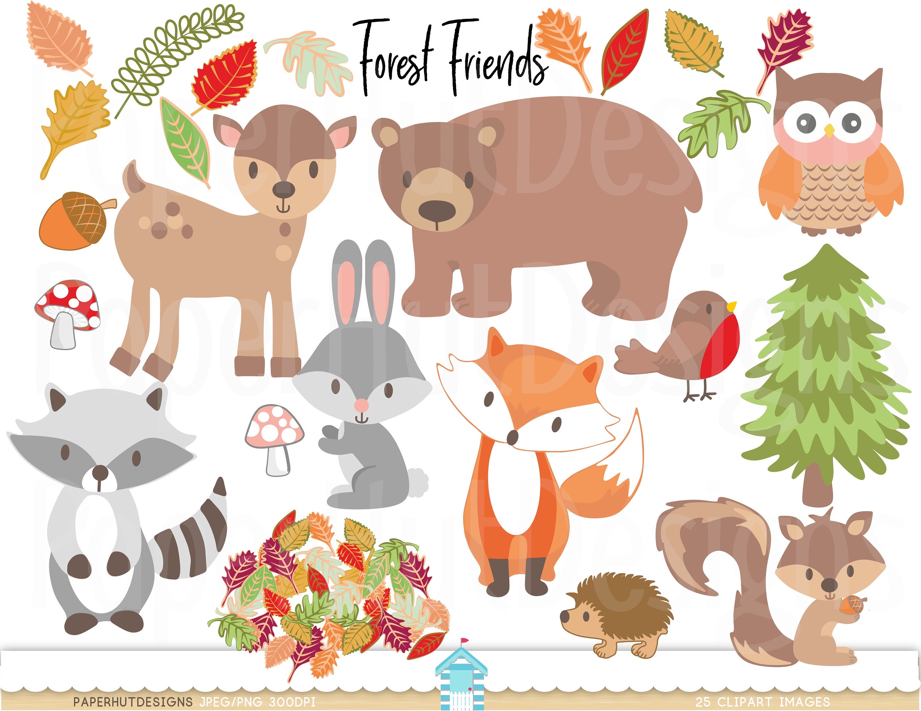 Forest Animals Clipart Woodland Animals Clip Art-woodland | Etsy