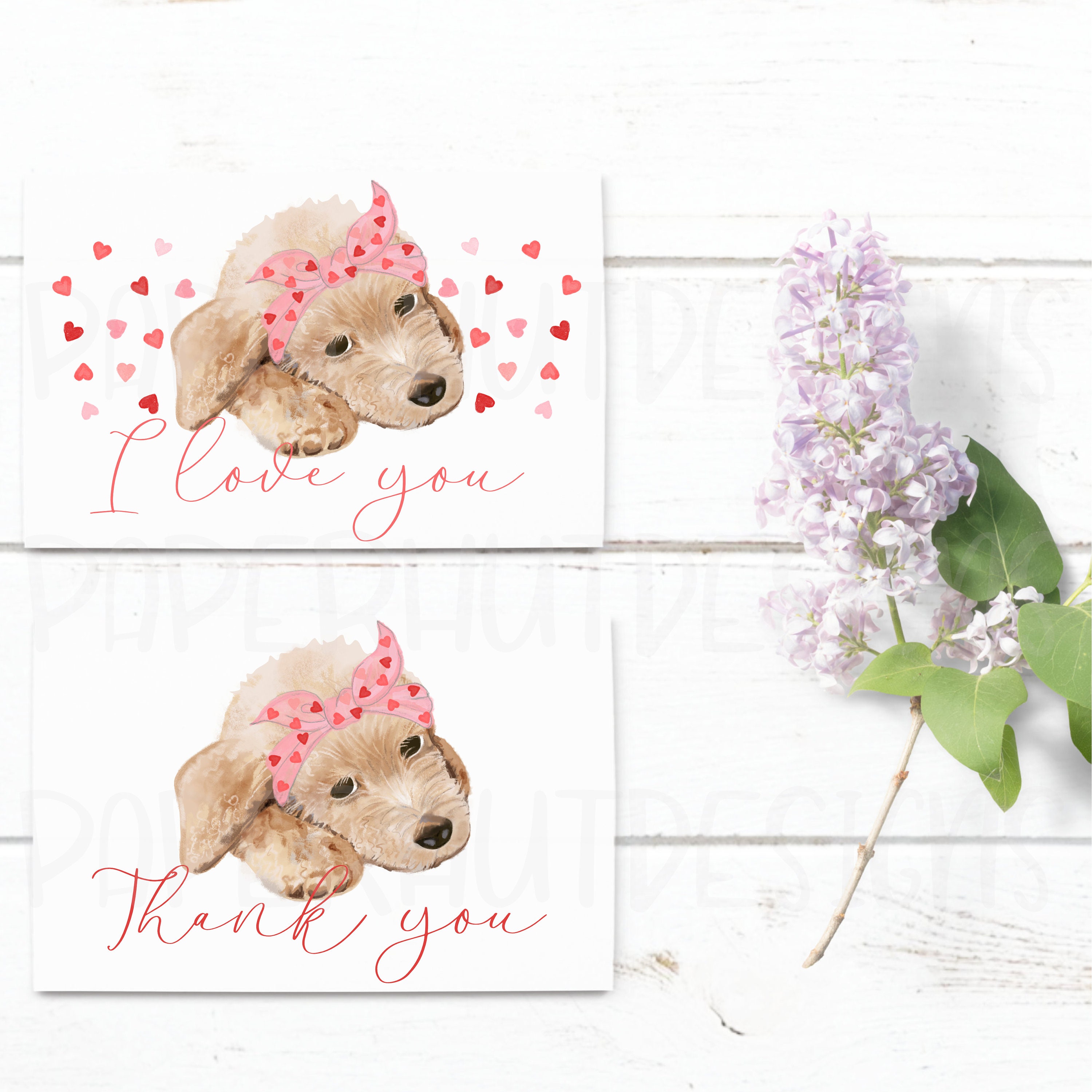 Valentine Watercolor Labradoodle Digital Clipart - Etsy