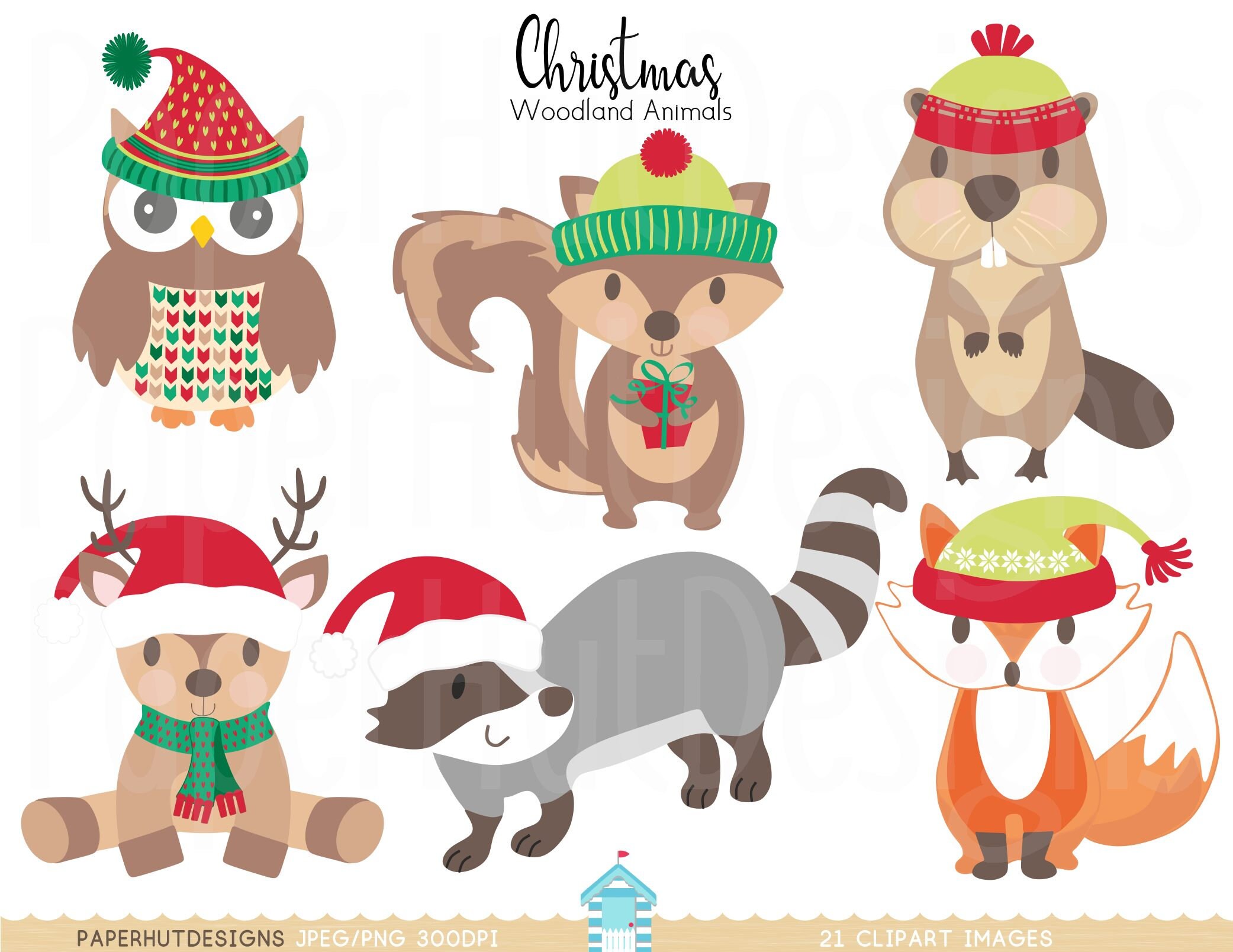 Christmas Clipart Woodland Animals-forest Animals Clip | Etsy