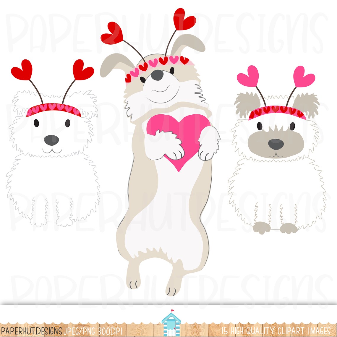 Valentine Dog Clipart Set|valentine Dog Clip Art|valentine Doodle Dogs ...