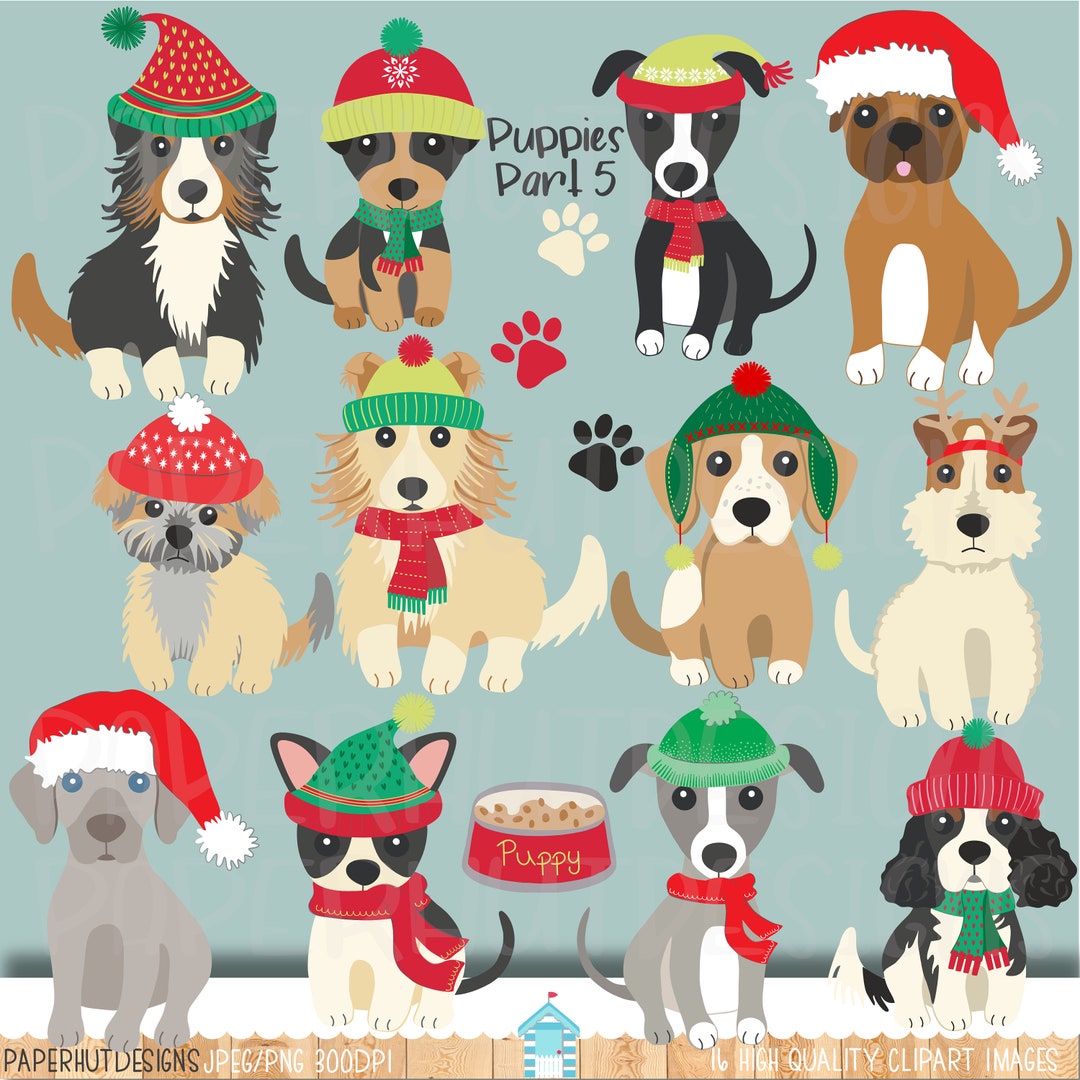 Christmas Puppy Dog Clipart|christmas Dog Clip Art|sheltie|greyhound ...