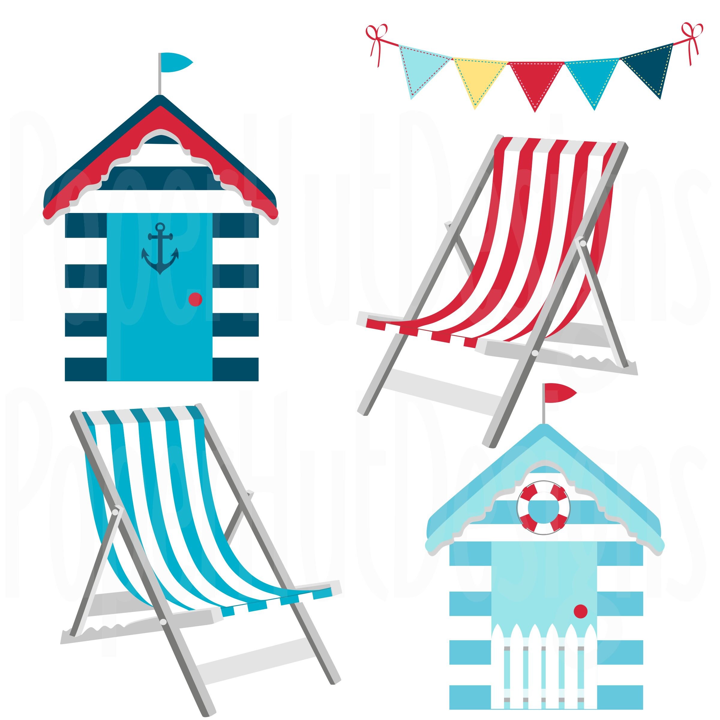 Beach Clipart and Digital Paper Set-beach Clip Art-nautical | Etsy