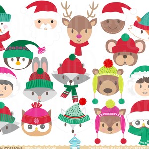Christmas Faces Clipart-christmas Clip Art-woodland Animals Clipart ...