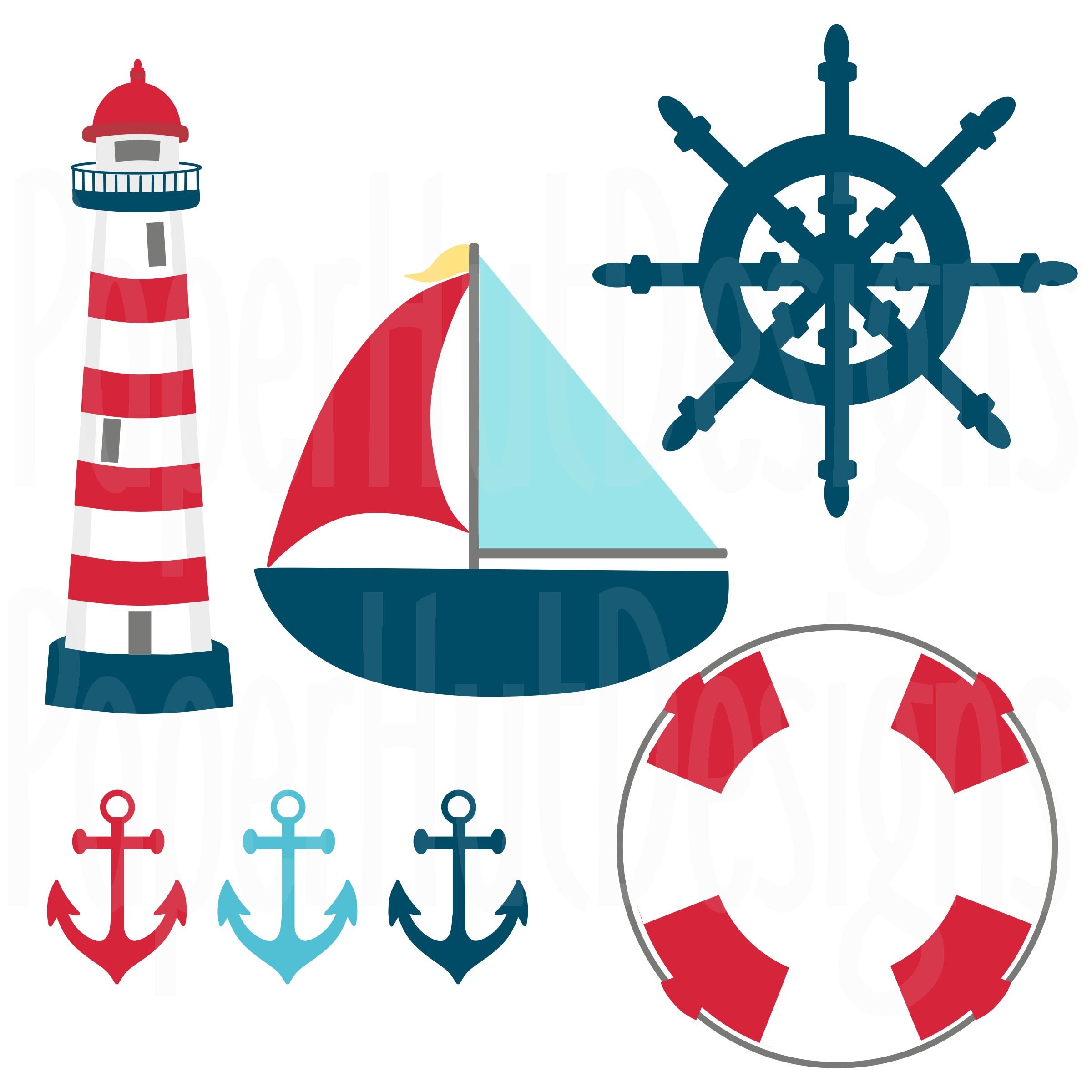 Beach Clipart and Digital Paper Set-beach Clip Art-nautical | Etsy