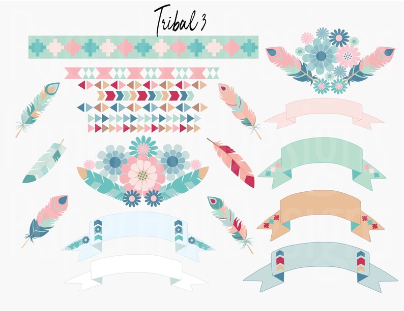 Tribal Clipart Bundle-tribal Boho Clip Art -american Indian-navajo ...