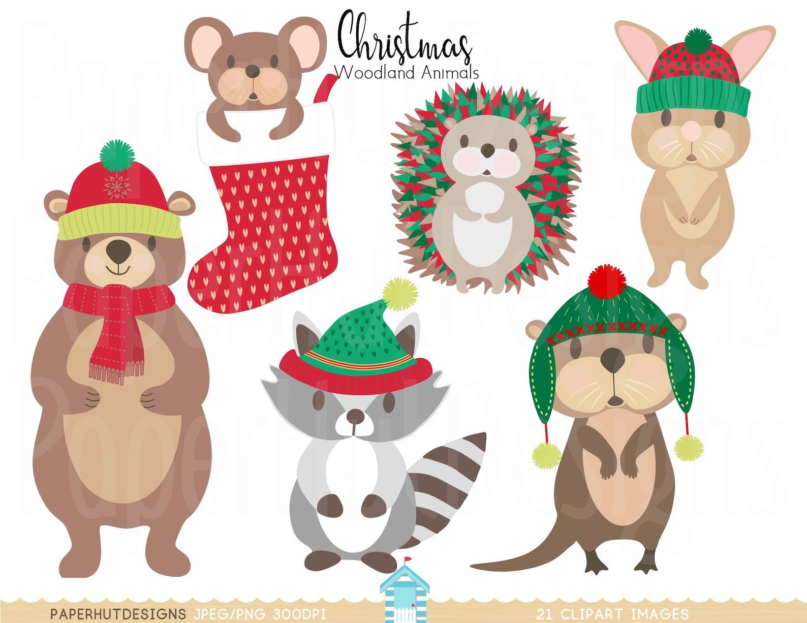 Christmas Clipart Woodland Animals-forest Animals Clip - Etsy