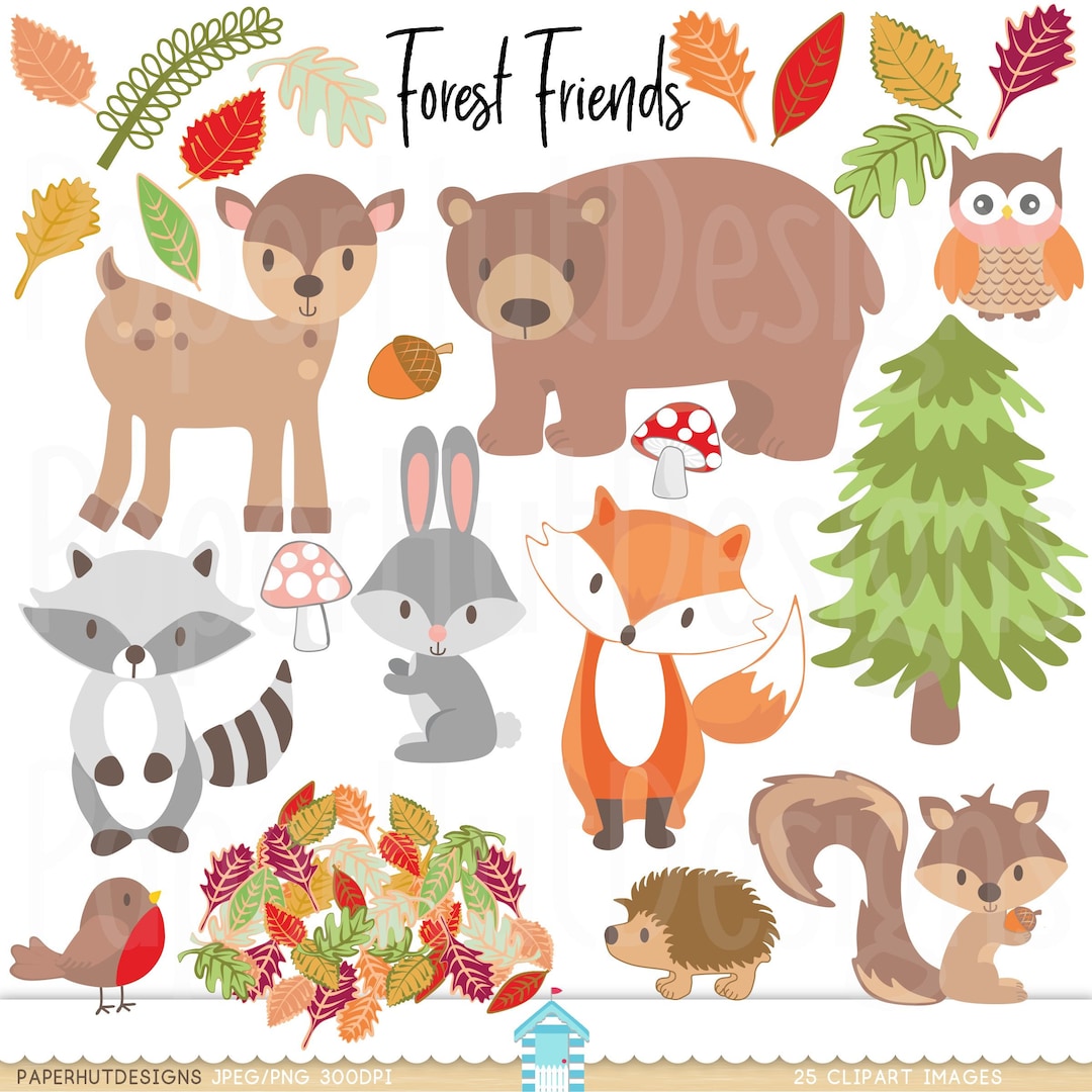 Woodland Animals Clipart-winter Woodland Animals Clip Art-forest ...