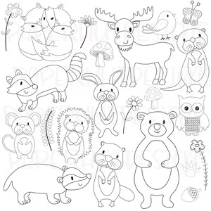 Woodland Animals Digital Stamps|forest Animals Digital Stamps|woodland ...