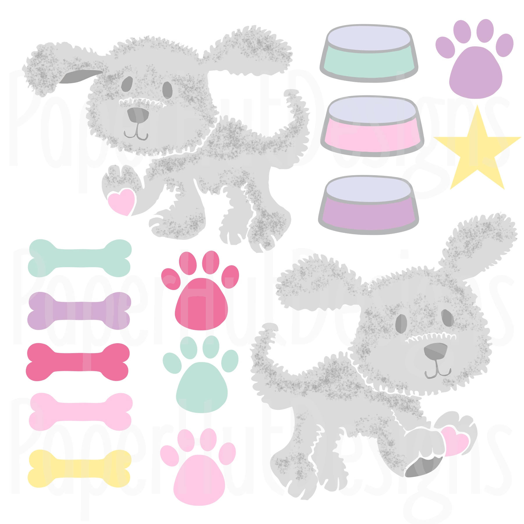 Puppy Dog Clipart and Dog Digital Papers Set puppy Clip Art | Etsy UK