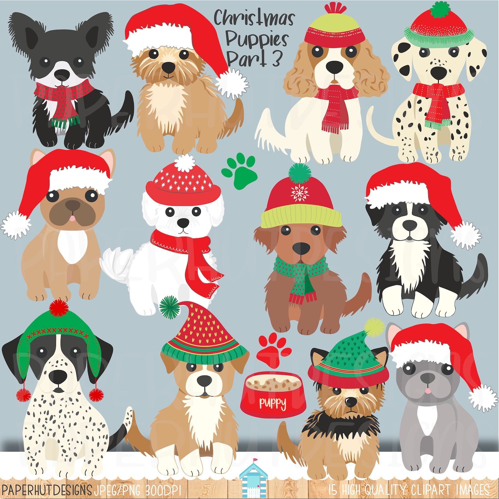 Christmas Puppy Dog Clipartpuppiesdog Clip Artpuppies Clip - Etsy