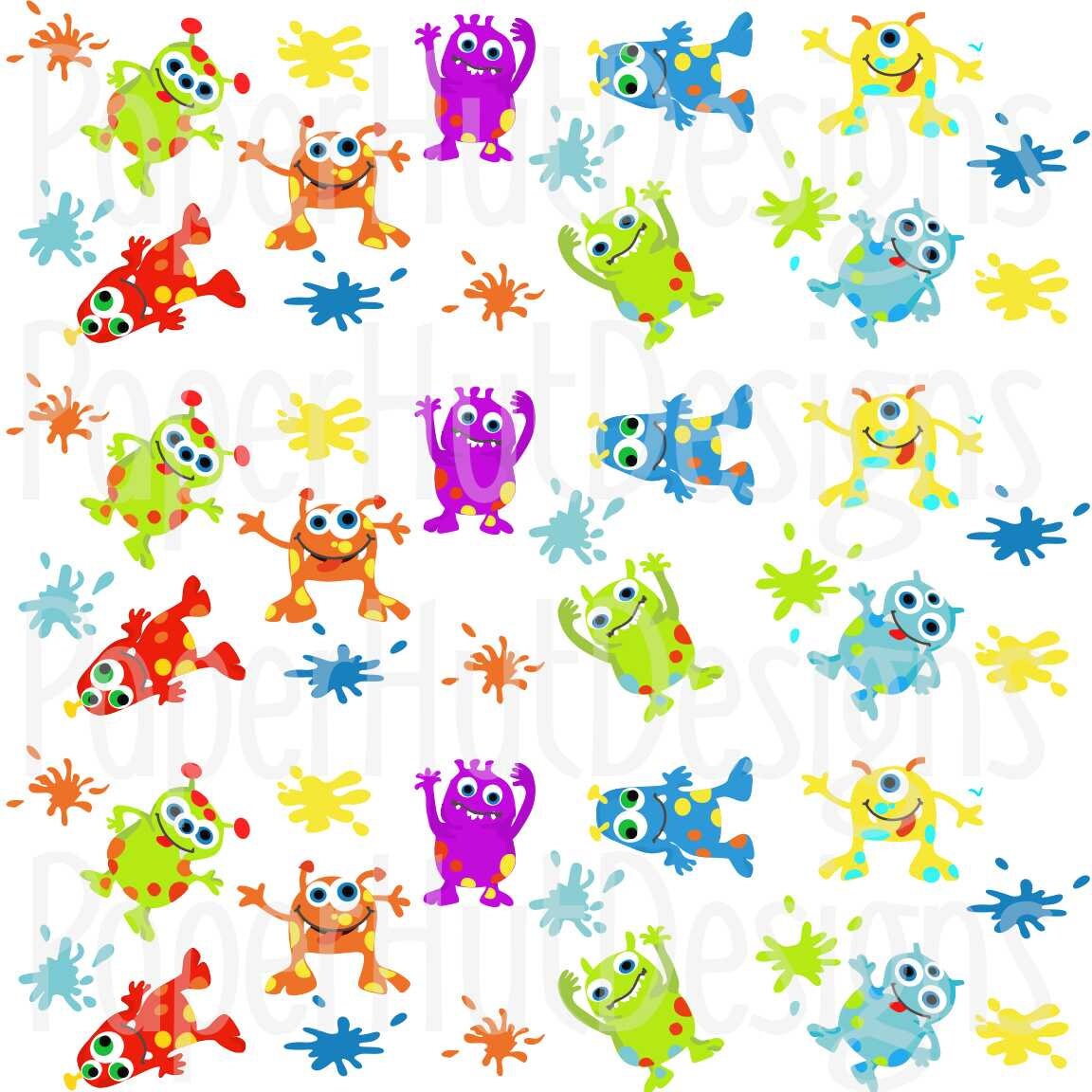 Monster Clipart and Digital Paper Set Monster Party Clip | Etsy