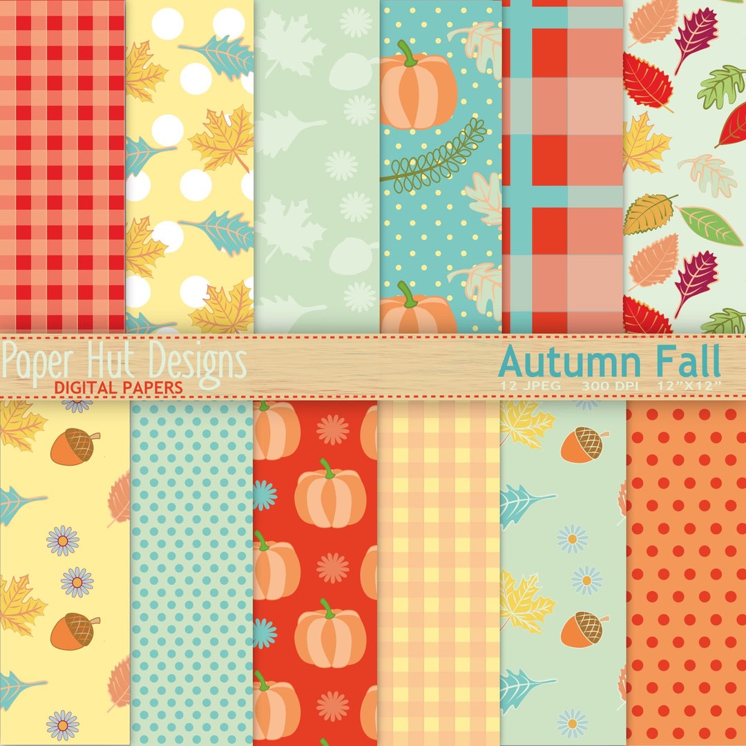 Fall Digital Papers-autumn Digital Papers-autumn Scrapbook Paper-leaves ...