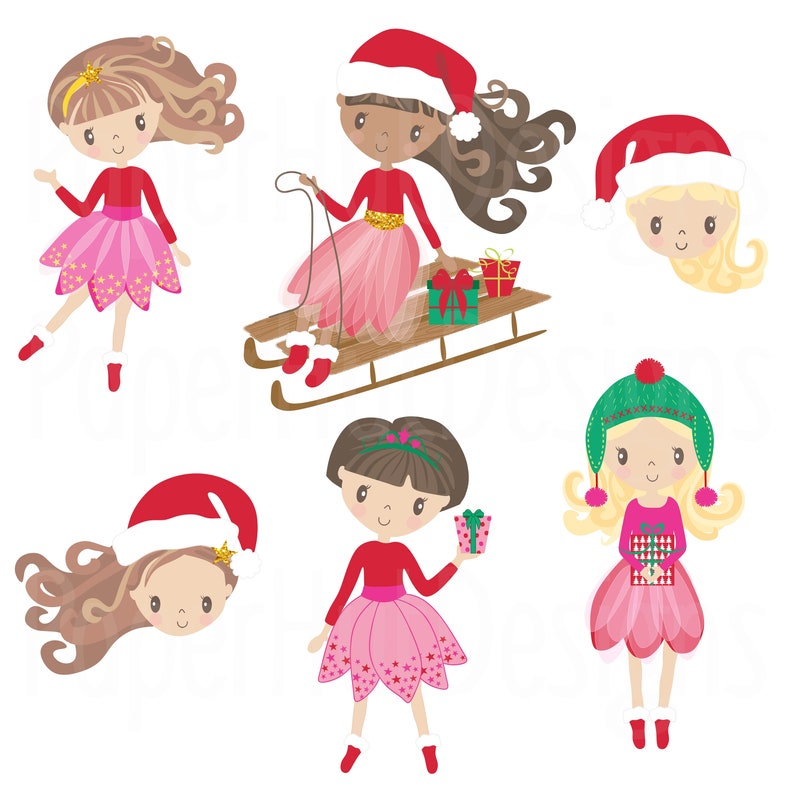 Christmas Girls Clipart-girls Christmas Clipart-christmas Clip - Etsy