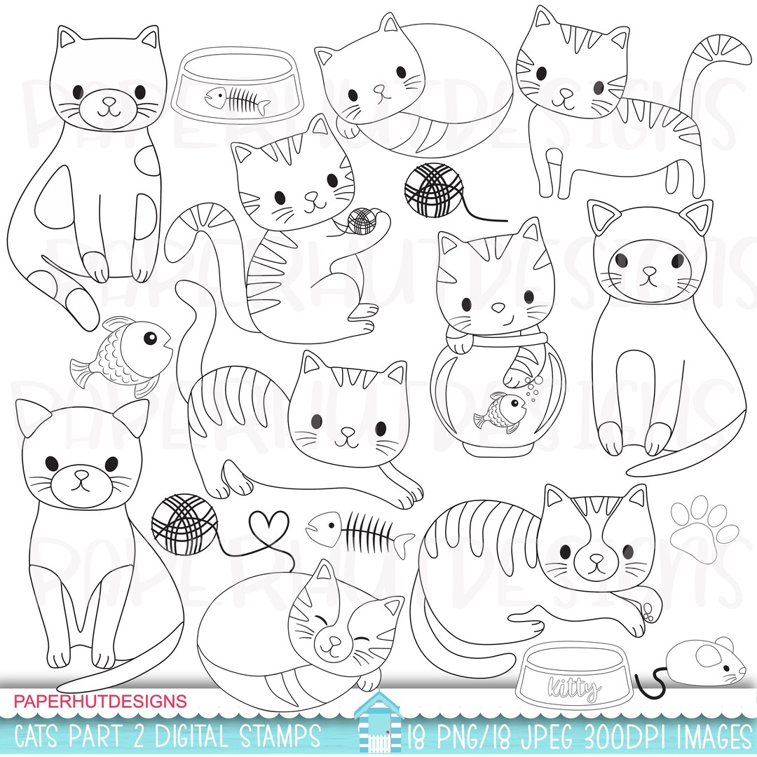 Cat Digital Stamps|kitten Digital Stamps|kitties Digital Stamps|kitty ...