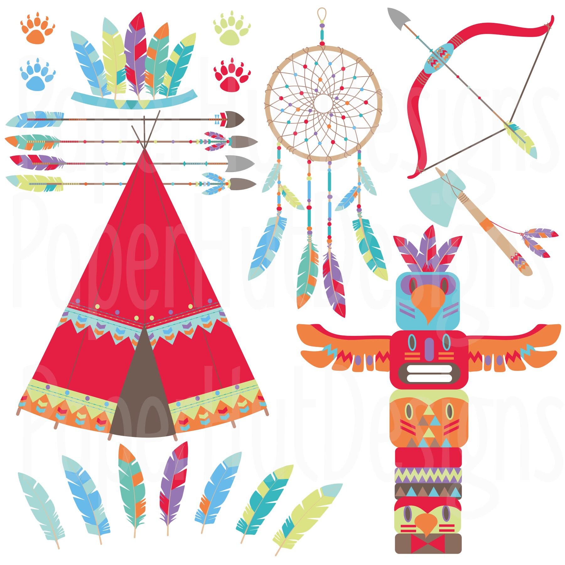 Tribal Woodland Animals Clipart-tribal Clip Art tribal Forest - Etsy UK