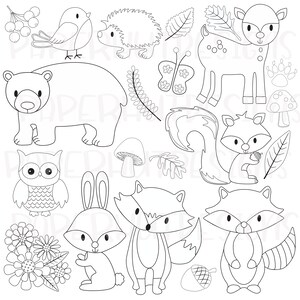 Woodland Animals Digital Stamps|forest Animals Digital Stamps|woodland ...
