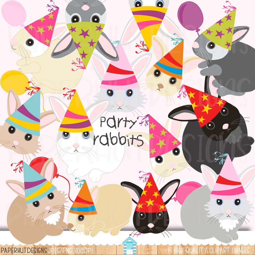 Bunny Party Clipart|rabbit Clipart|cute Bunny Rabbits Party Clip Art ...