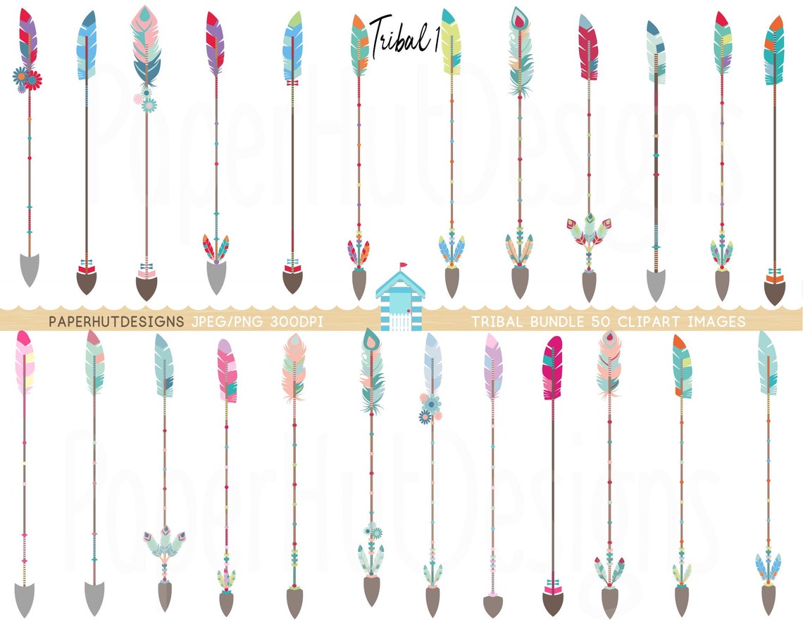 Tribal Clipart Bundle-tribal Arrows-tribal Pattern Borders-tribal Boho ...