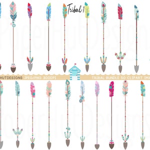 Tribal Clipart Bundle-tribal Arrows-tribal Pattern Borders-tribal Boho ...