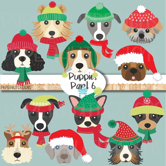 Christmas Puppy Dog Clipartchristmas Dog Clip | Etsy