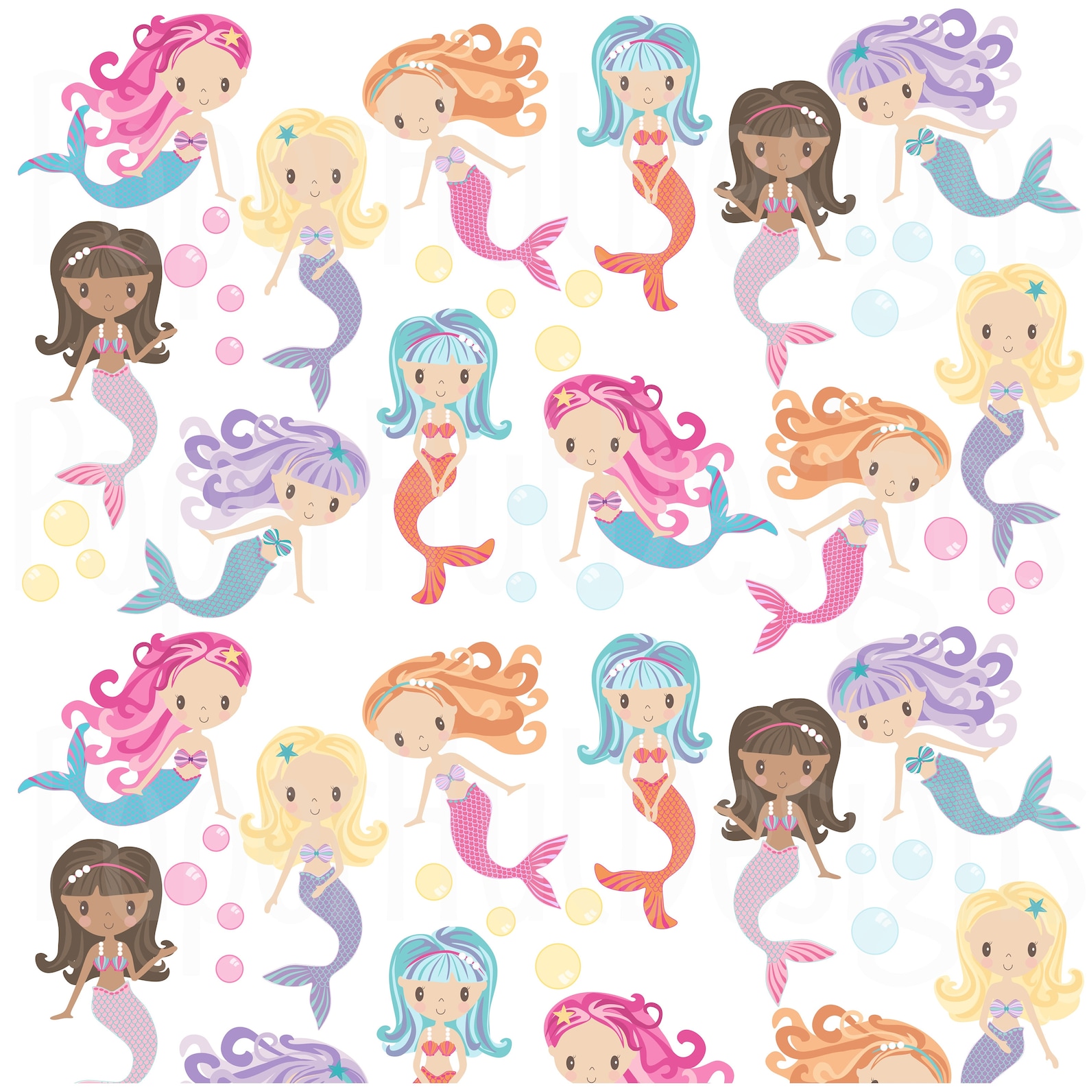 Mermaids 2 Clipart-mermaids Clip Art Mermaid Digital Papers and Clipart ...