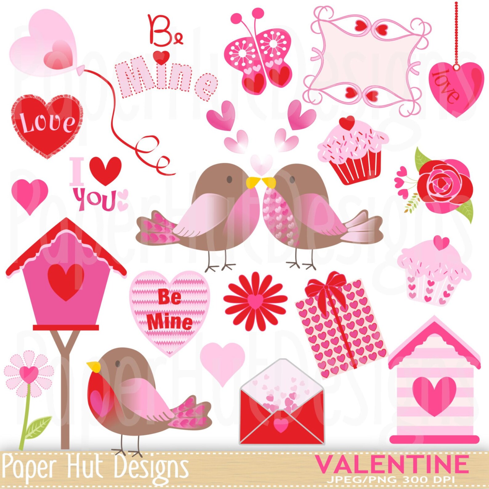 Valentine Clipart-valentine Digital Birds Clip - Etsy UK