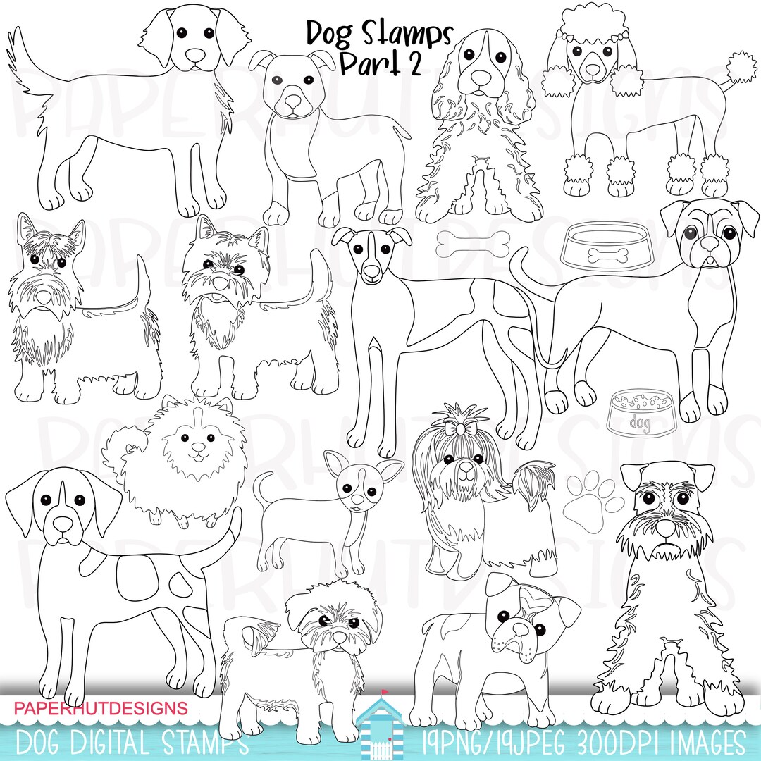 Dogs Digital Stamps|dogs Black and White Stamps|dog Clipart|dog Clip ...