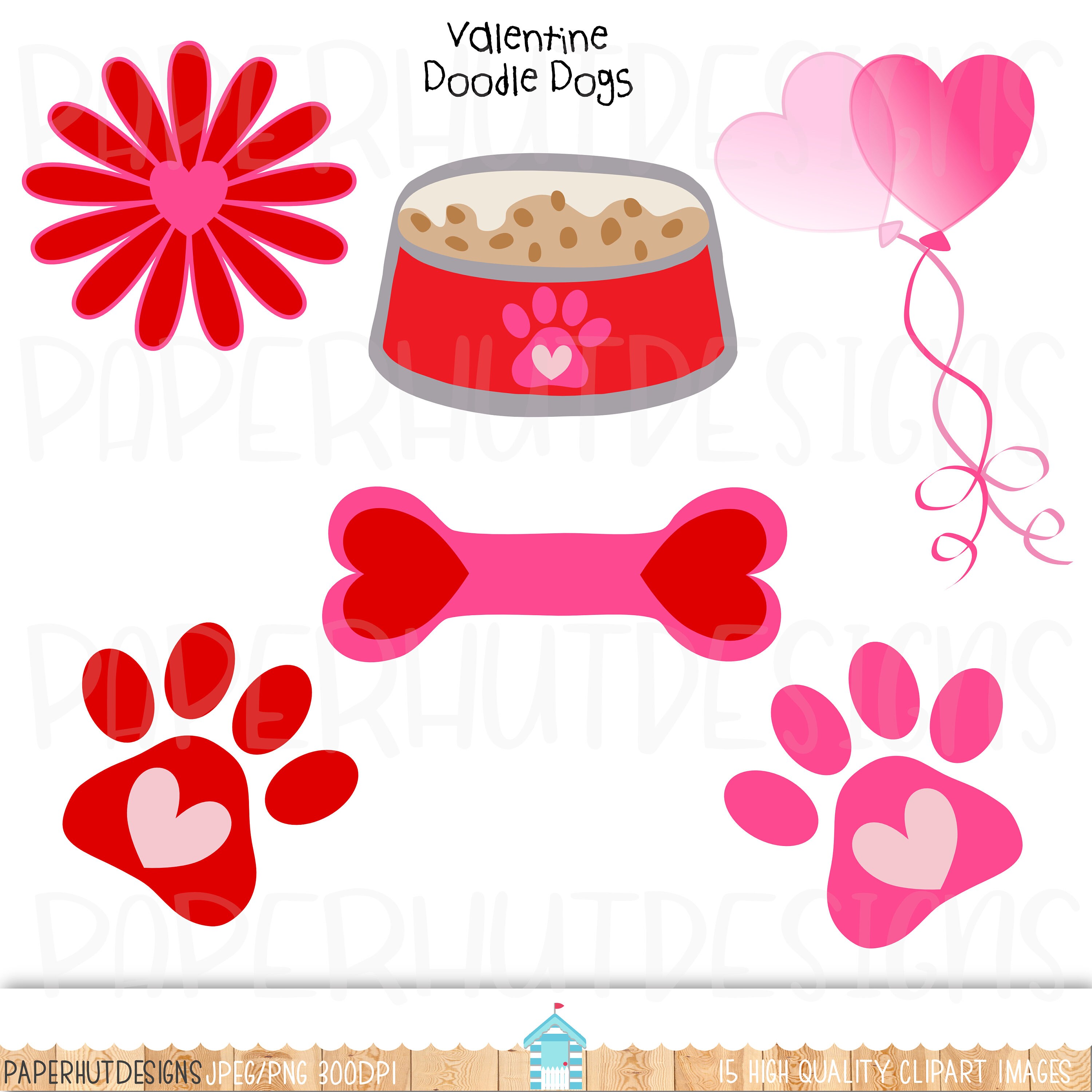 Valentine Dog Clipart Set|valentine Dog Clip Art|valentine Doodle Dogs ...