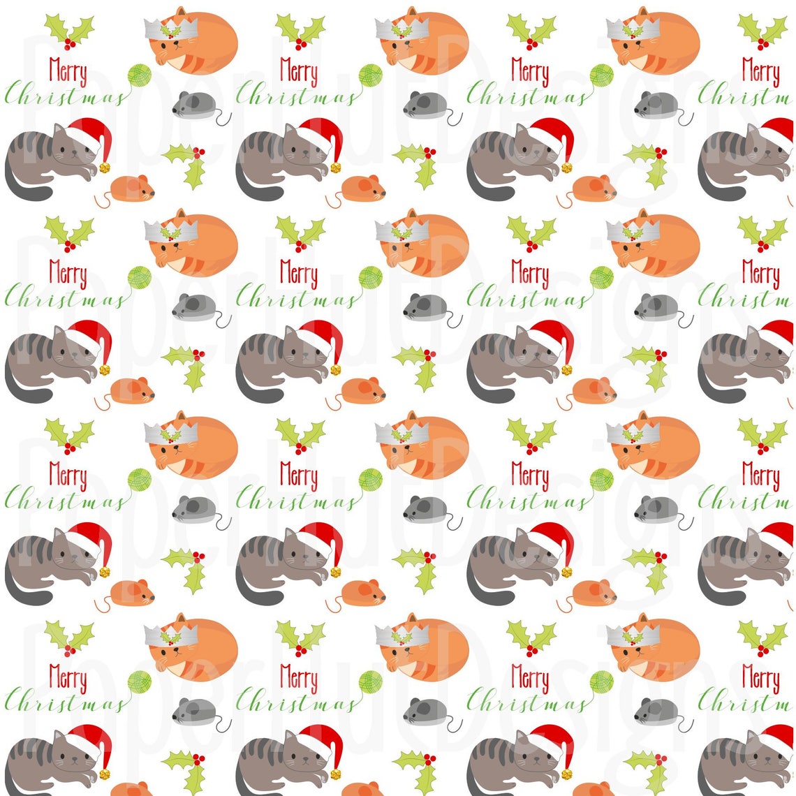 Christmas Cat Digital Papers-christmas Digital Paper - Etsy UK