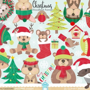 Christmas Clipart Woodland Animals-forest Animals Clip Art-robin ...
